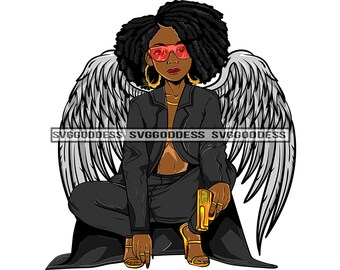 Black Angel Svg | Etsy