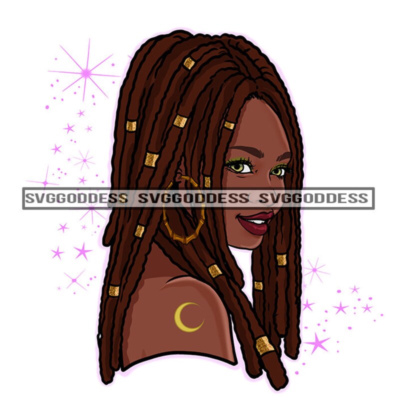 Afro Woman Dreadlocks Locs Hairstyle Beauty Salon Logo Diva | Etsy