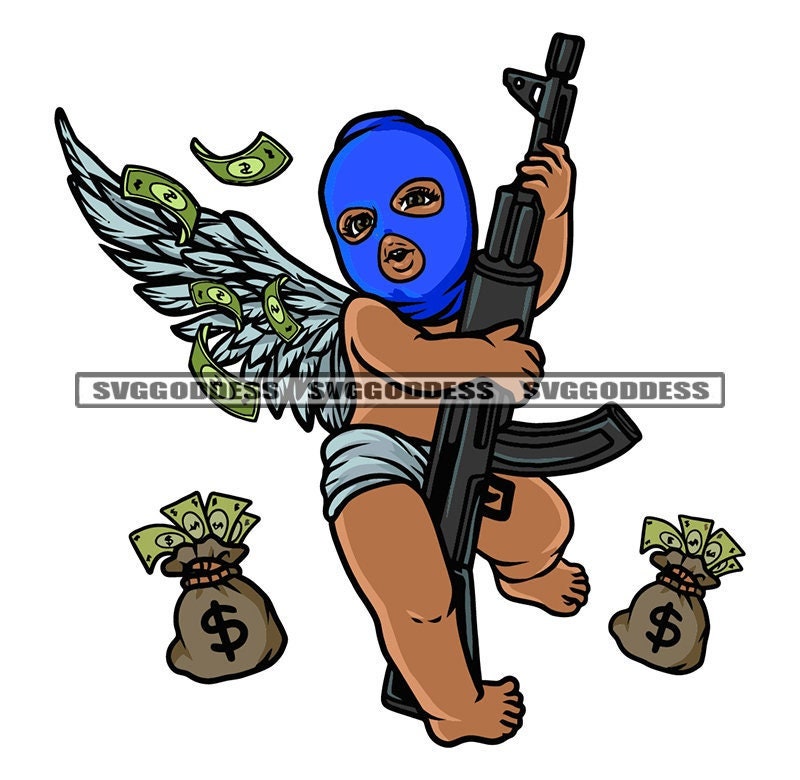 Gangster Baby Angel Boy Wearing Ski Mask Burglar Holding - Etsy
