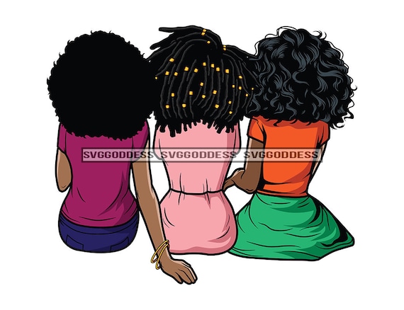 Three Women Friends Sitting Together Looking Forward Back View - Etsy
