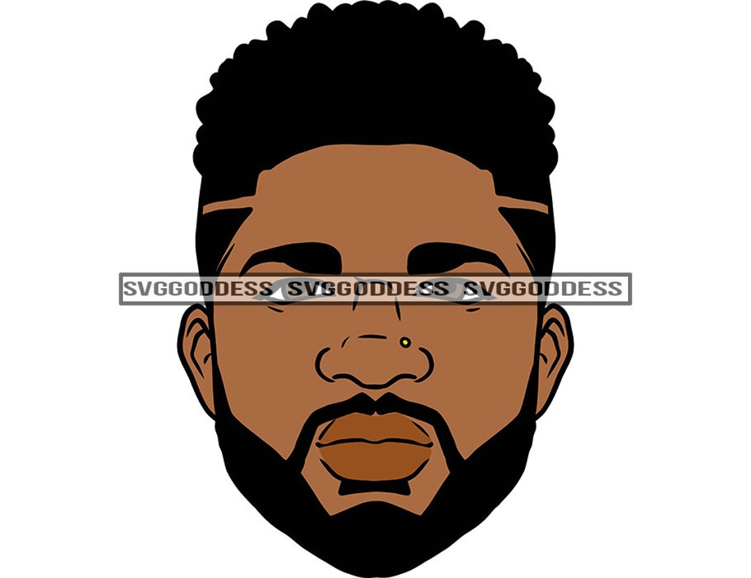 Afro Barba Negro Hombre Guapo Atractivo Bigote Varonil Barba Masculino Masculino Moreno SVG JPG ...