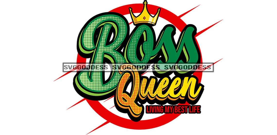 Boss Queen Quote Sign Crown Symbol Rasta Colors Lettering - Etsy