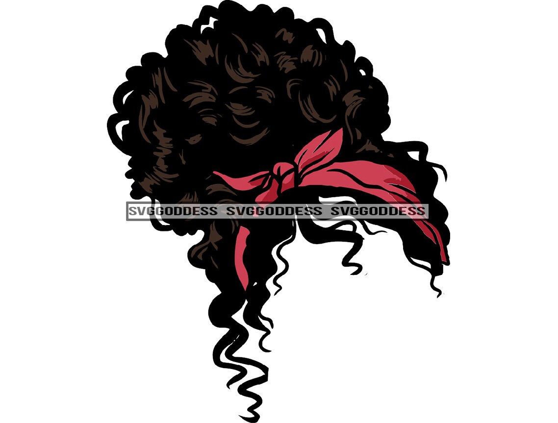 Afro Woman Faceless Wig Hair Only Flicks Pink Bow Trendy Black | Etsy