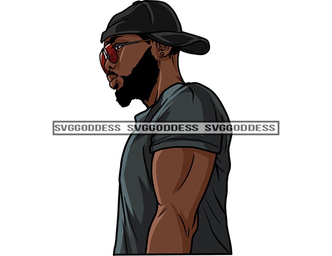 Sexy Hot Afro Black Man Manly Profile Backward Baseball Cap Sunglasses ...