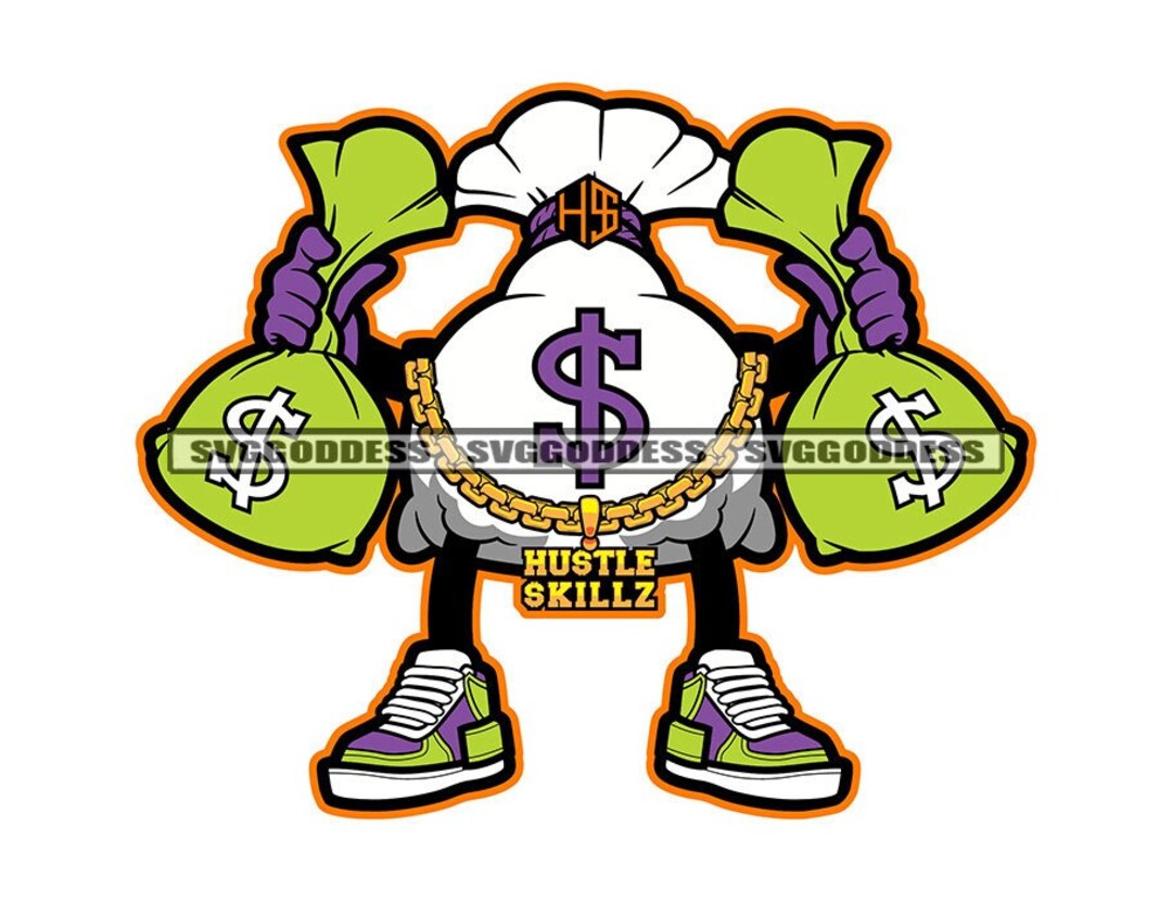 Green Money Bags Bill Stacks Currency Dollars Sign Lettering Finance ...