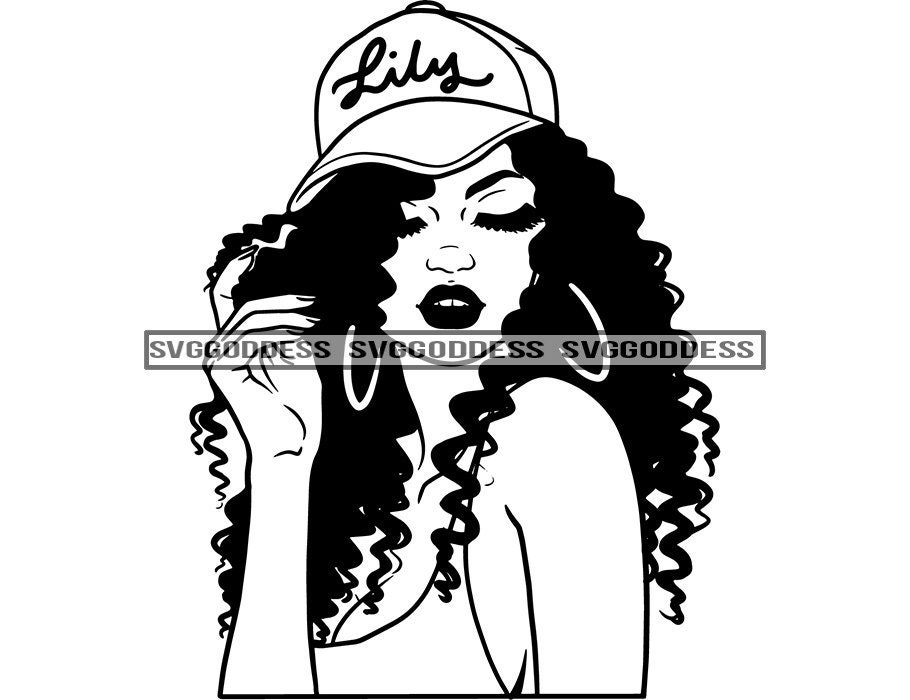 Afro Woman Wearing Baseball Hat Curly Hairstyle Melanin Etsy