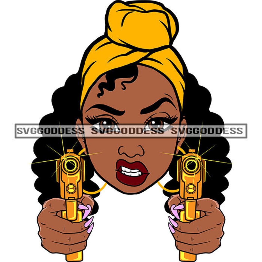 Afro Woman Carrying Hand Gun Gangster Black Lady Diva Nubian Melanin ...