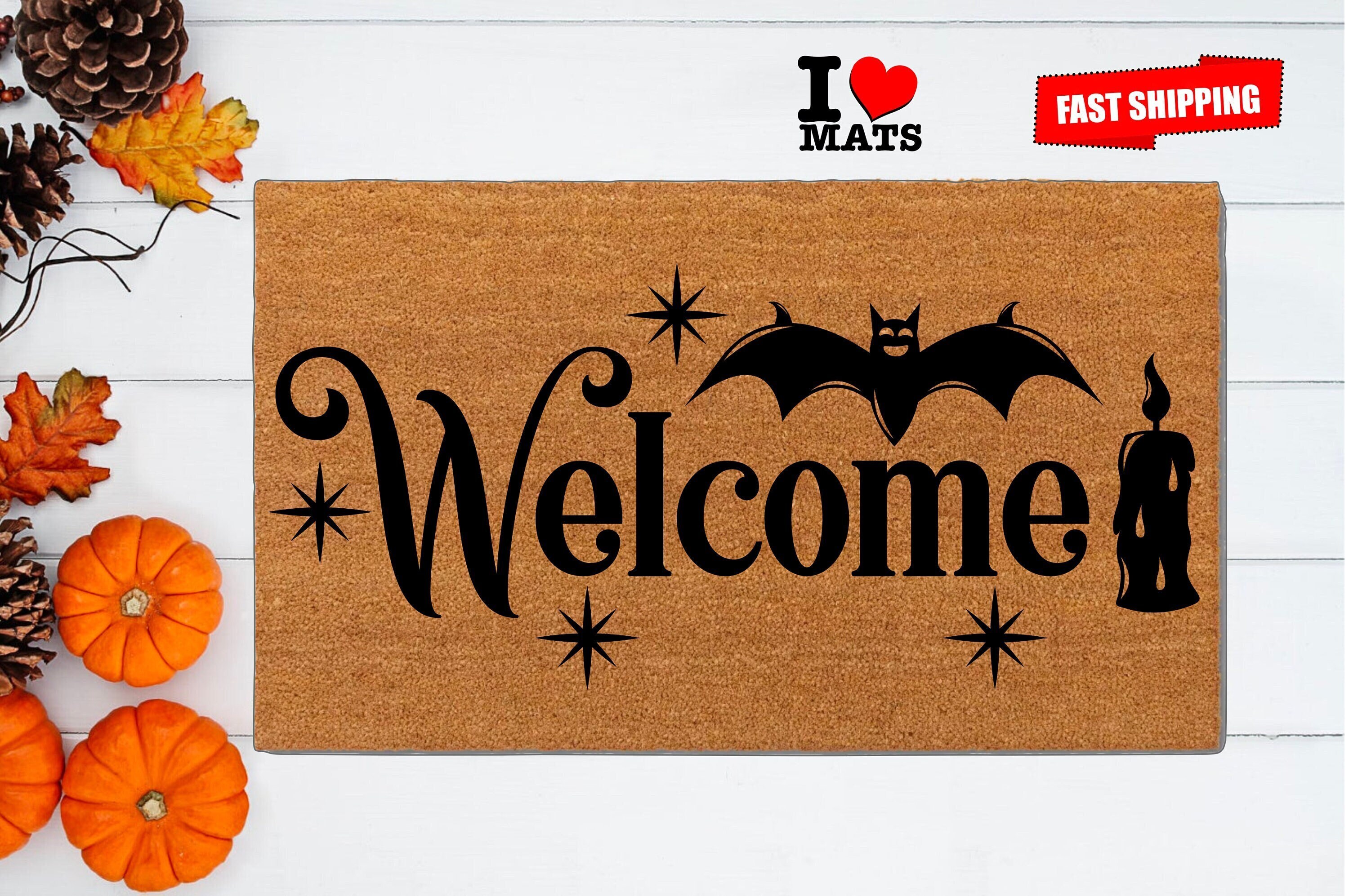Welcome Bat Doormat Scary Door Mat Witch Doormat Halloween - Etsy