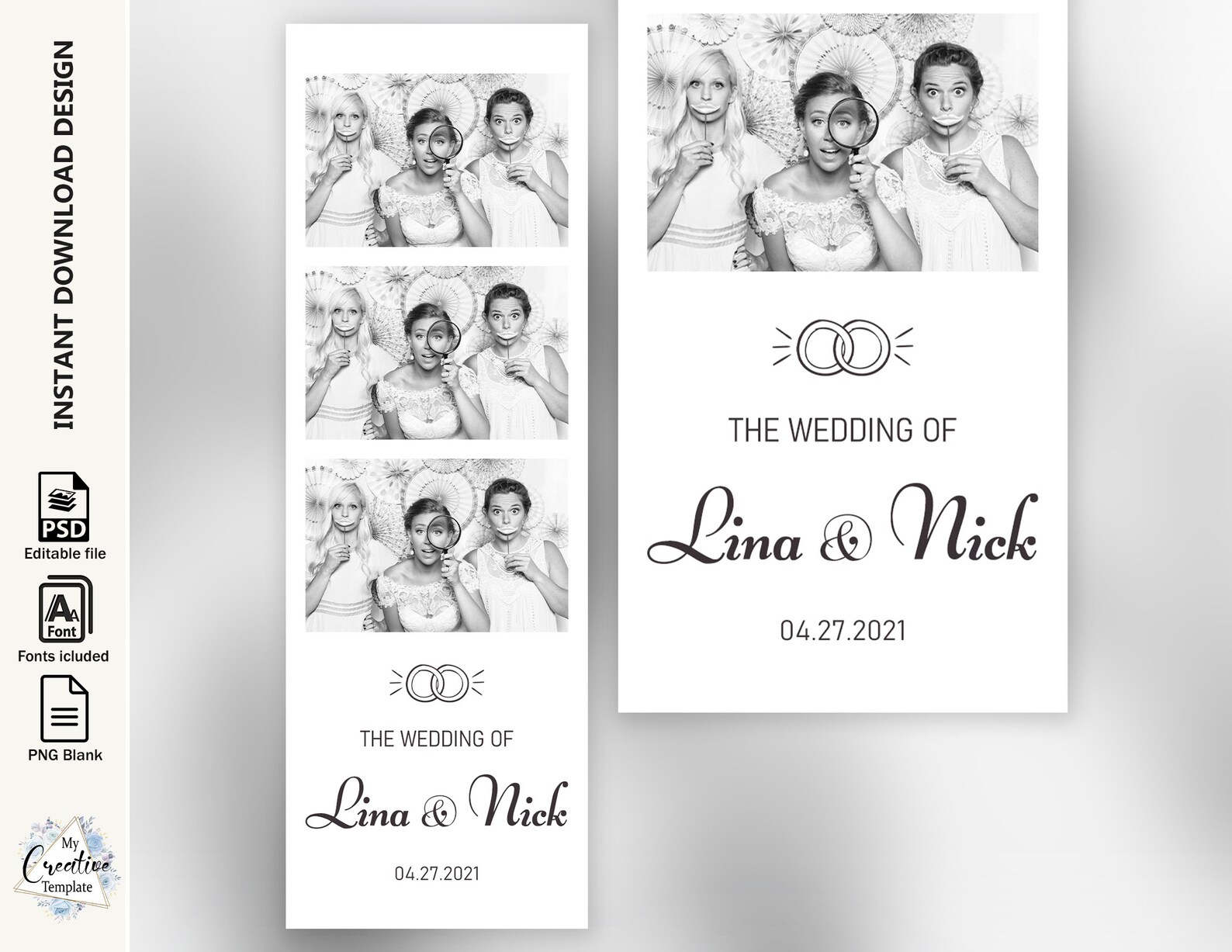 Simple Black and White Photobooth Template 2x6 Photo Booth - Etsy
