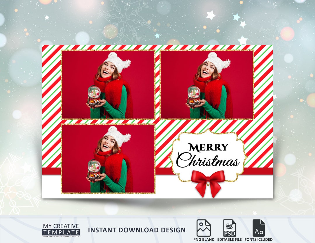 Winter Photo Booth Template, Candy Cane Photo Booth Template, Photo ...
