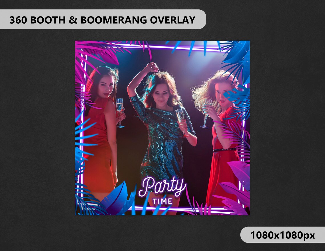 360 Booth Photo Template Neon 360 Booth Overlay Neon Frame | Etsy