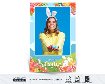 4x6 Easter Photo Booth Template Overlay Frame - Etsy