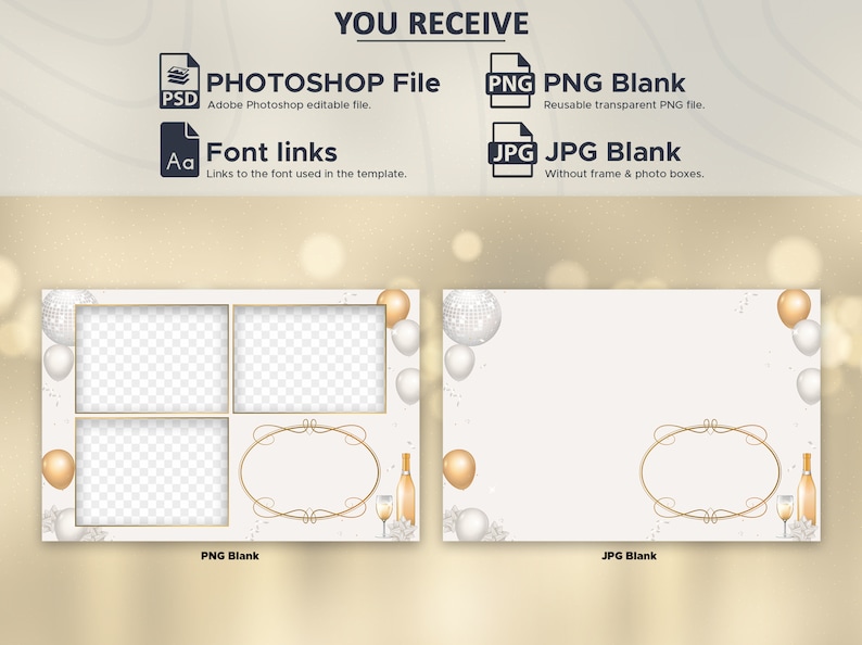 Photo Booth Template, White Party Photo Booth Template, Birthday ...