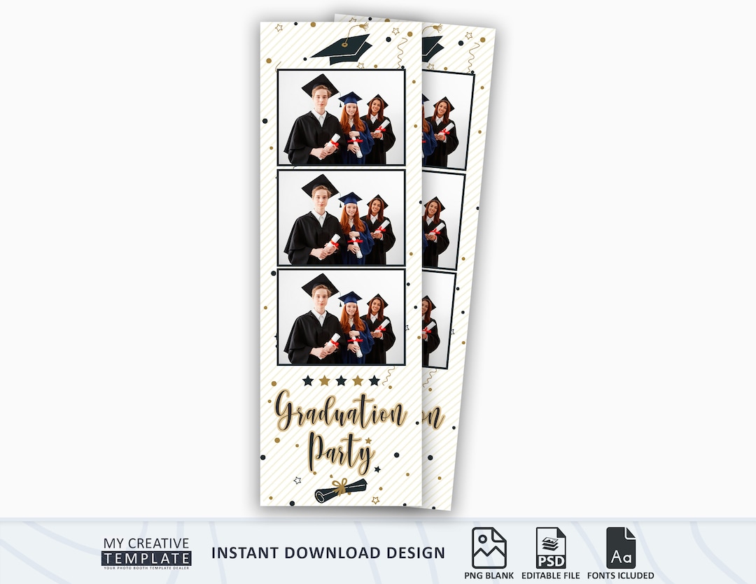 Photo Booth Template Graduation, Photobooth Template, Grad Party Photo ...