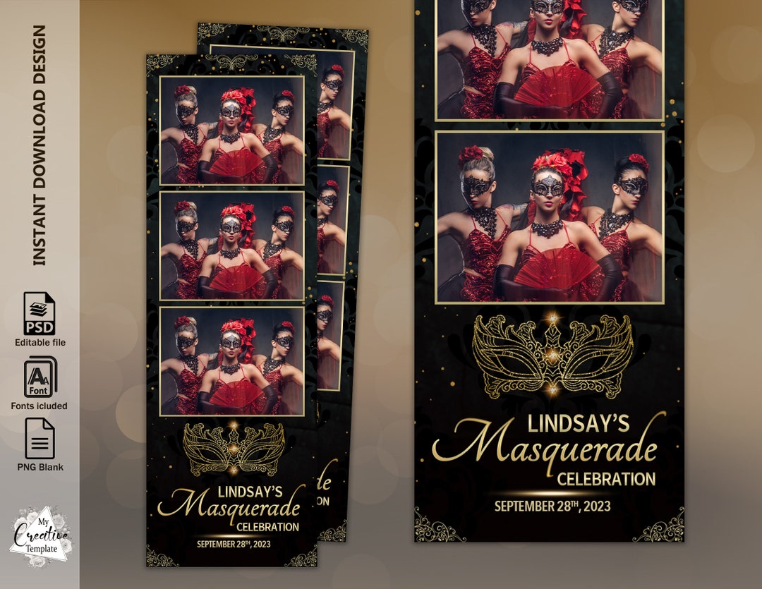 Masquerade Photo Booth Template Carnival Photo Booth - Etsy
