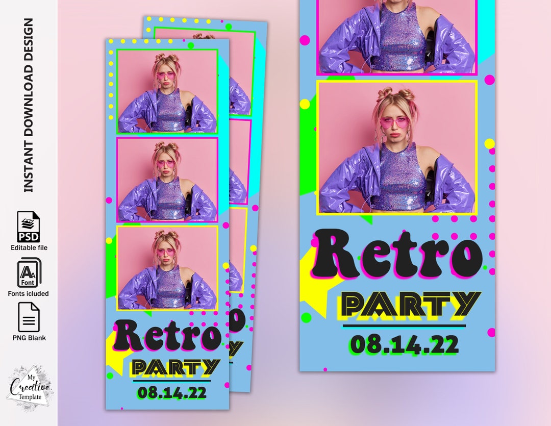 Retro Photo Booth Template 90's Photo Booth (Download Now) - Etsy