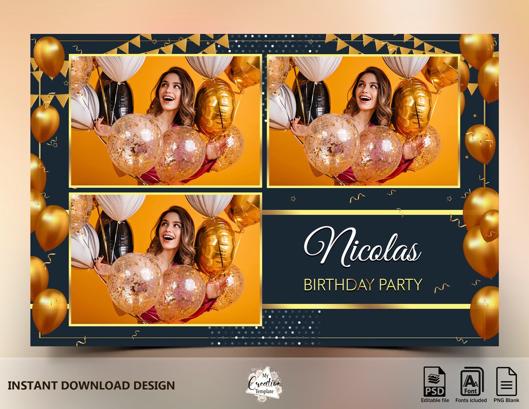 Birthday Photo Booth Template Photo Booth Template Birthday - Etsy