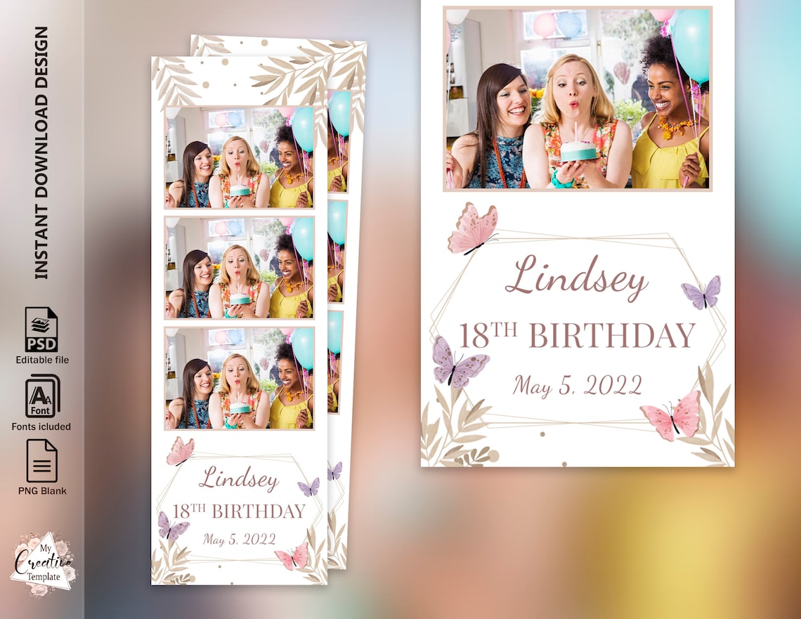 Photo Booth Template Photo Booth Template Birthday Butterfly | Etsy