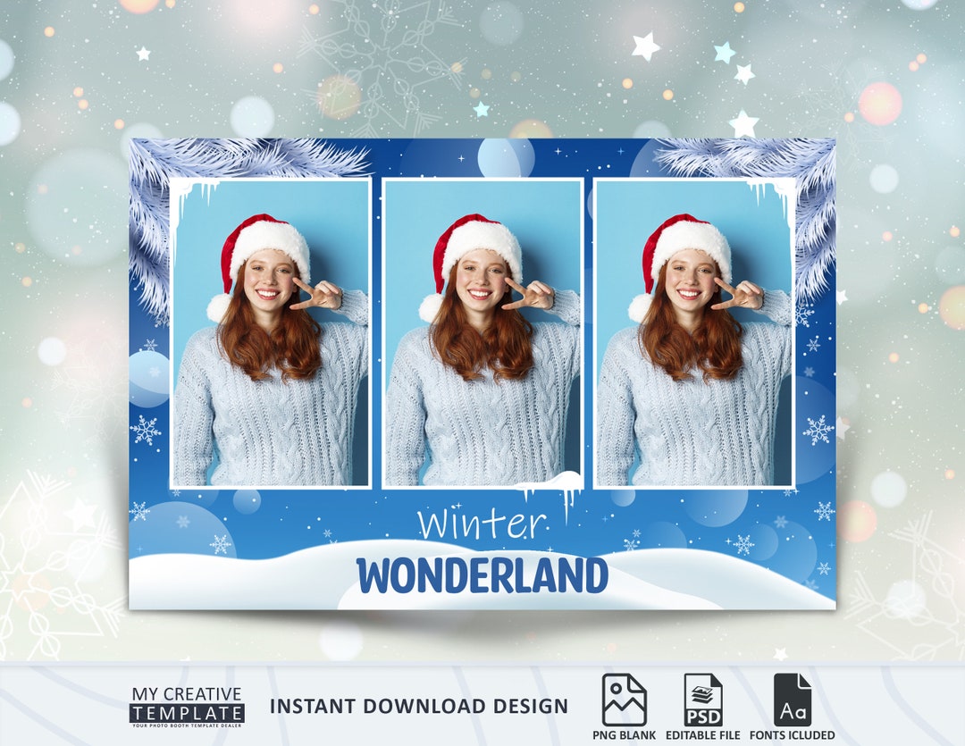 Winter Wonderland Photobooth Template, Photo Booth Template Winter, 4x6 ...
