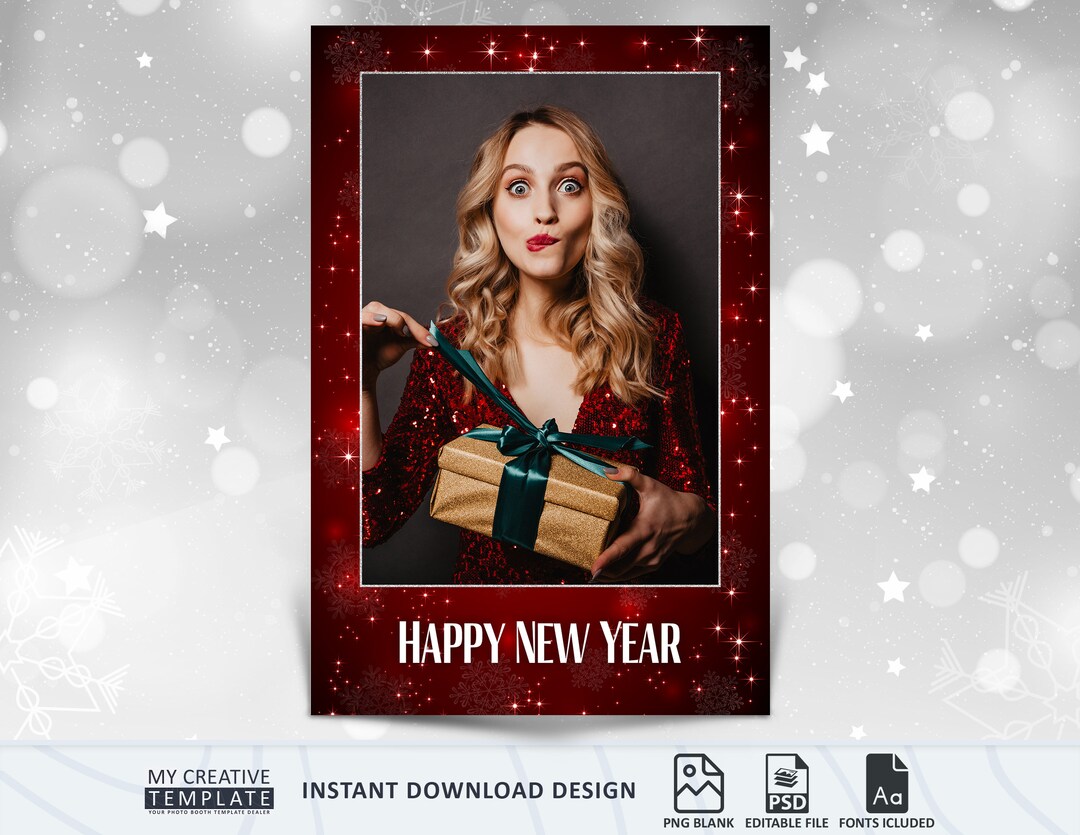 Photo Booth Template, New Year Photo Booth Template, 4x6 Selfie Photo ...