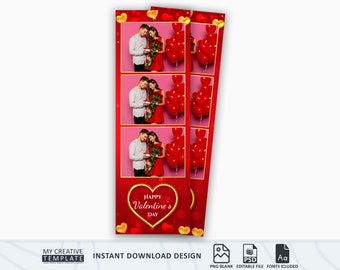 Hearts Valentine's Photo Booth Template, Valentine's Day Photo Booth ...