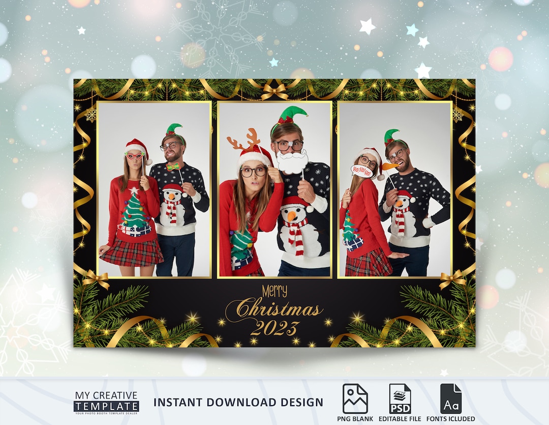 Christmas Photo Booth Template, Holiday Photo Booth Template, Photo ...