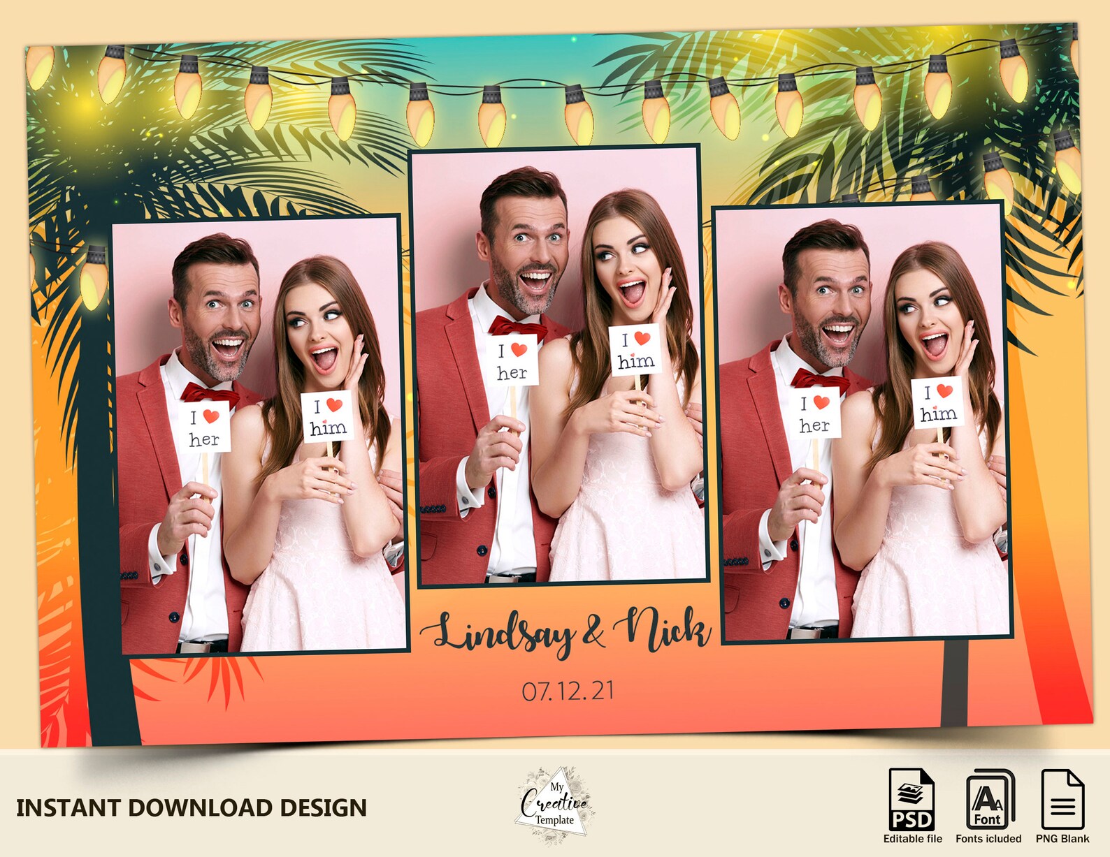 Wedding Photobooth Template Beach photo booth template | Etsy