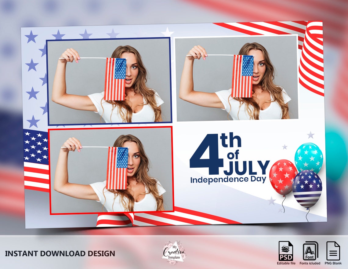 4th of July Photo Booth Template Independence Day Template - Etsy