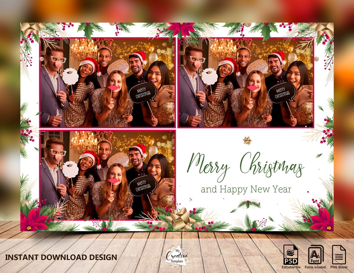 Holiday Photo Booth Template Christmas Photo Booth Template - Etsy