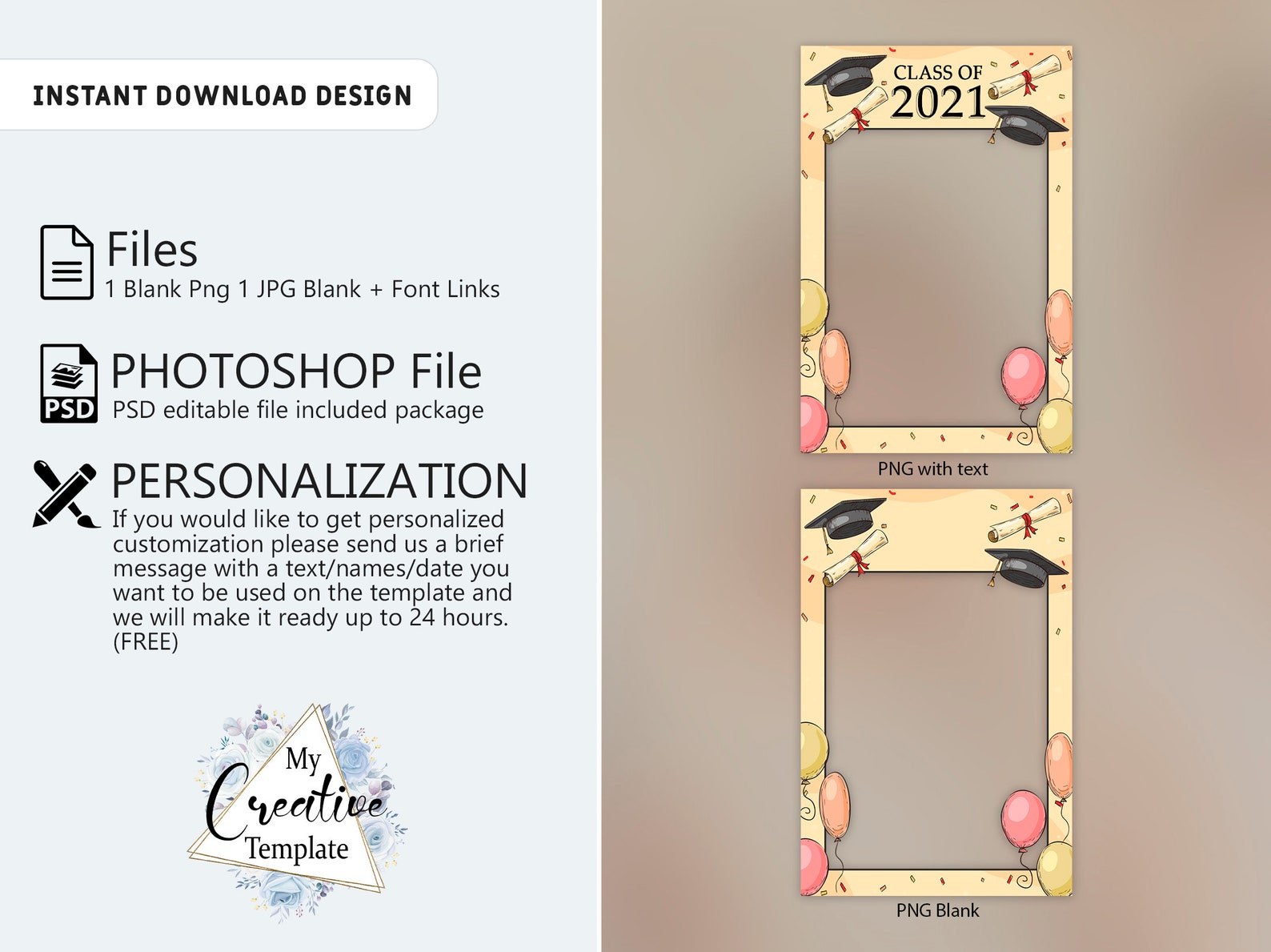 Photo booth Template Graduation Photobooth Template Grad | Etsy