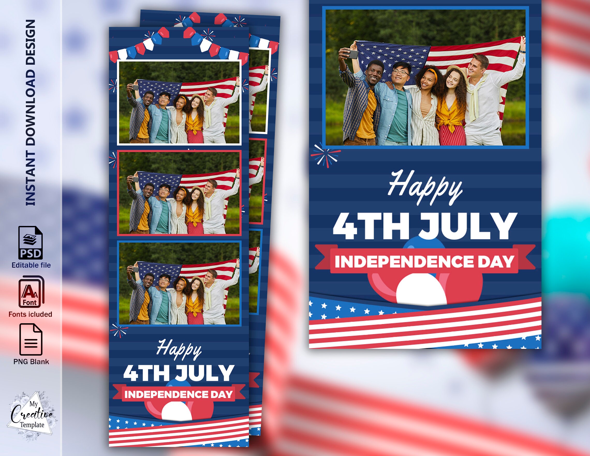 4th of July Photo Booth Template Independence Day Template - Etsy