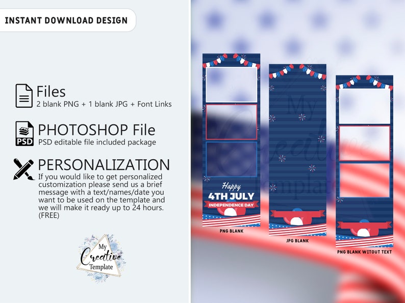 4th of July Photo Booth Template Independence Day Template - Etsy