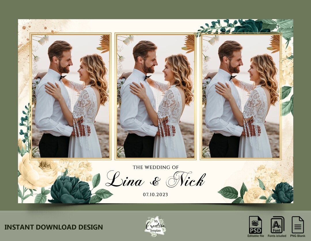 Wedding Photo Booth Template, Vintage Photo Booth Template, 4x6 Photo ...