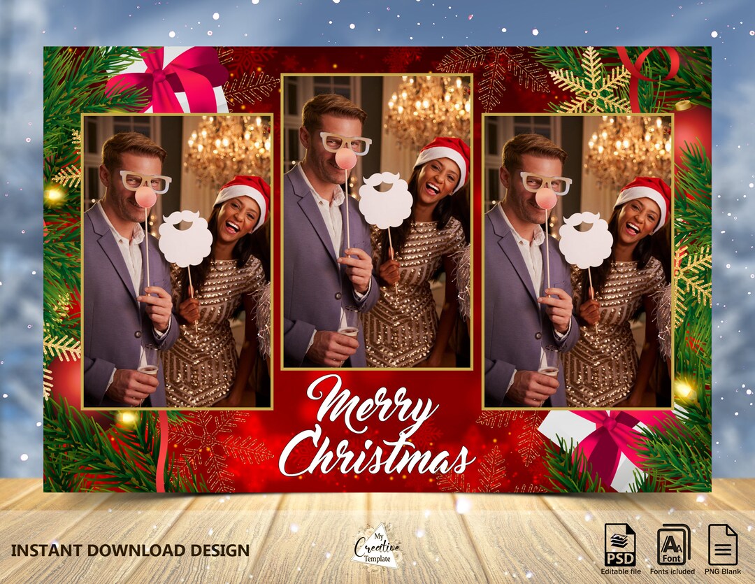 Christmas Photo Booth Template Holiday Photo Booth Template - Etsy