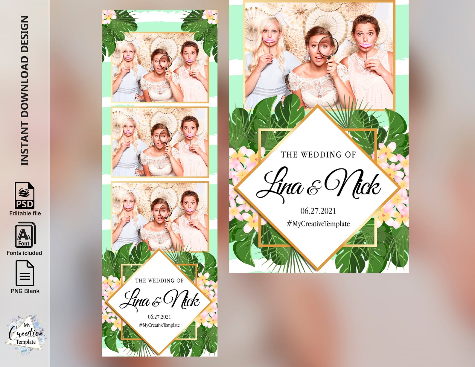 Wedding Photo Booth Template Tropical Photo Booth Template | Etsy