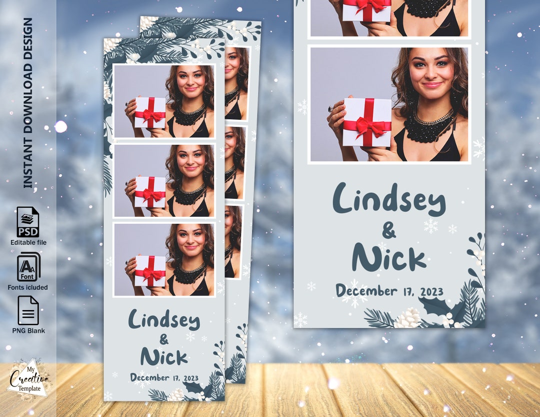 Photo Booth Template Winter, Holiday Photo Booth Template, Strip 2x6 ...