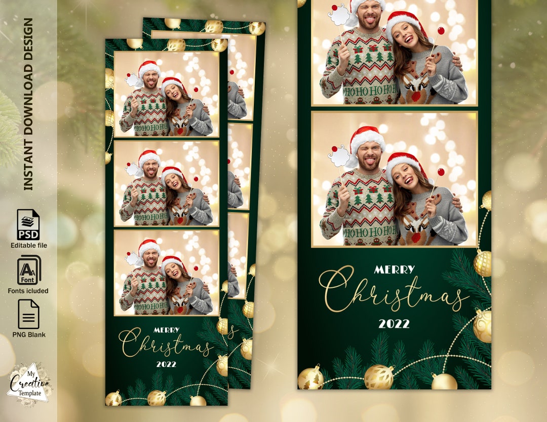 Christmas Photo Booth Template 2x6 Template Holiday Photo - Etsy