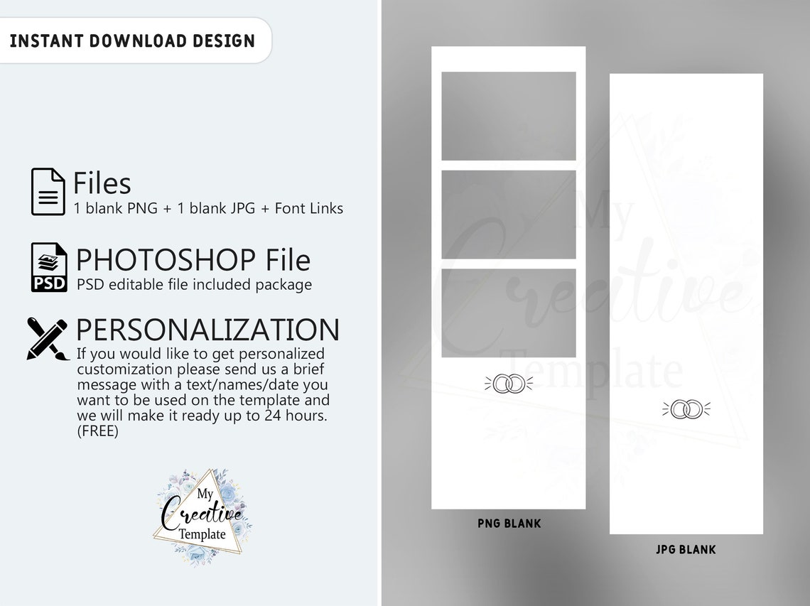 Simple Black and White Photobooth Template 2x6 Photo Booth - Etsy