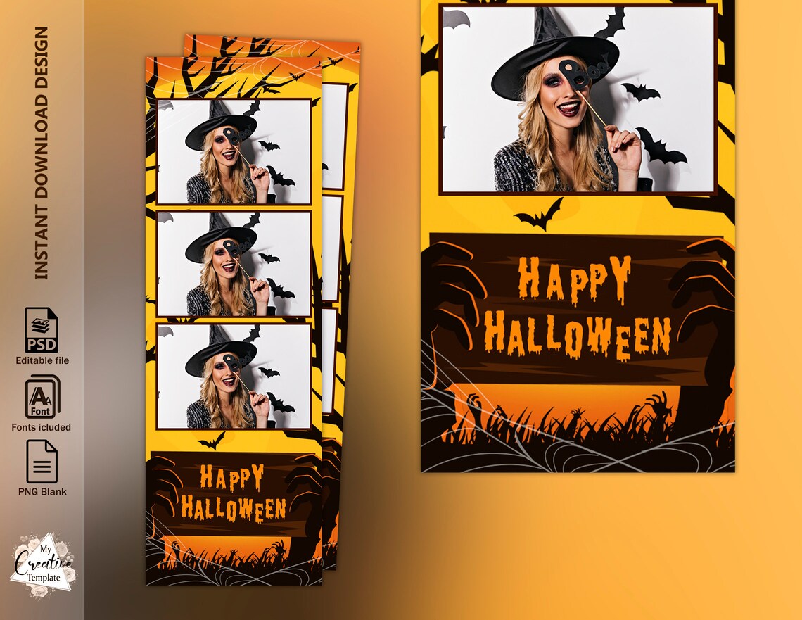 Halloween Photo Booth Template Photo Booth Template Zombie - Etsy
