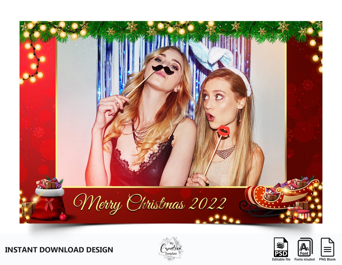 Christmas Photo Booth Template Holiday Photo Booth Template - Etsy