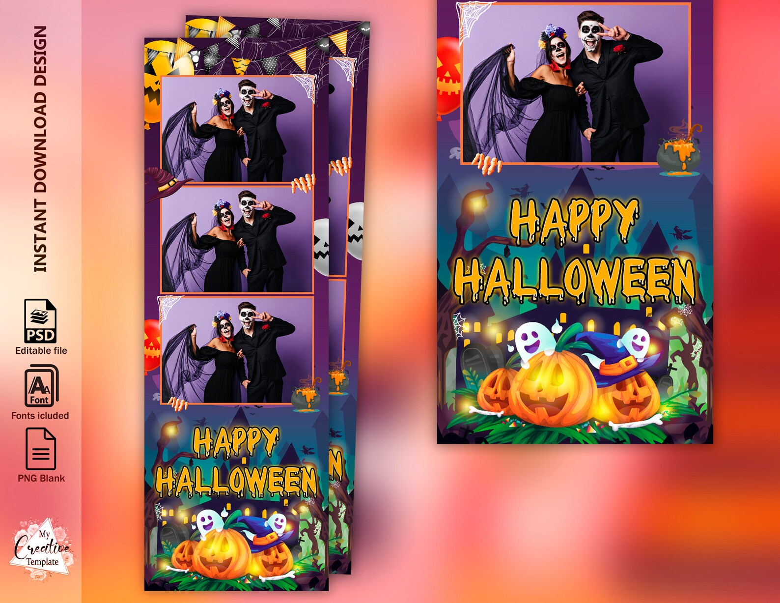 Halloween Photo Booth Template Photo Booth Template Happy - Etsy