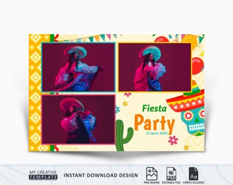 Fiesta Photo Booth Template, Mexican Fiesta Photo Booth Template, Photo ...