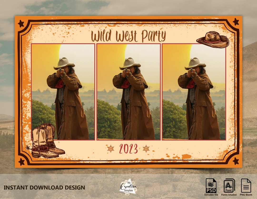Wild West Photo Booth Template Photo Booth Template 4x6 - Etsy