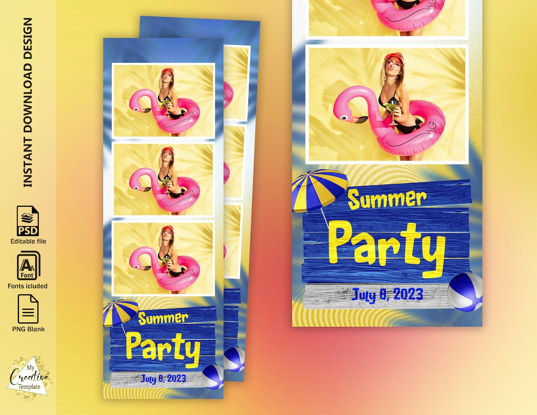 Summer Photo Booth Template, Photo Booth Template, 2x6 Photo Booth ...