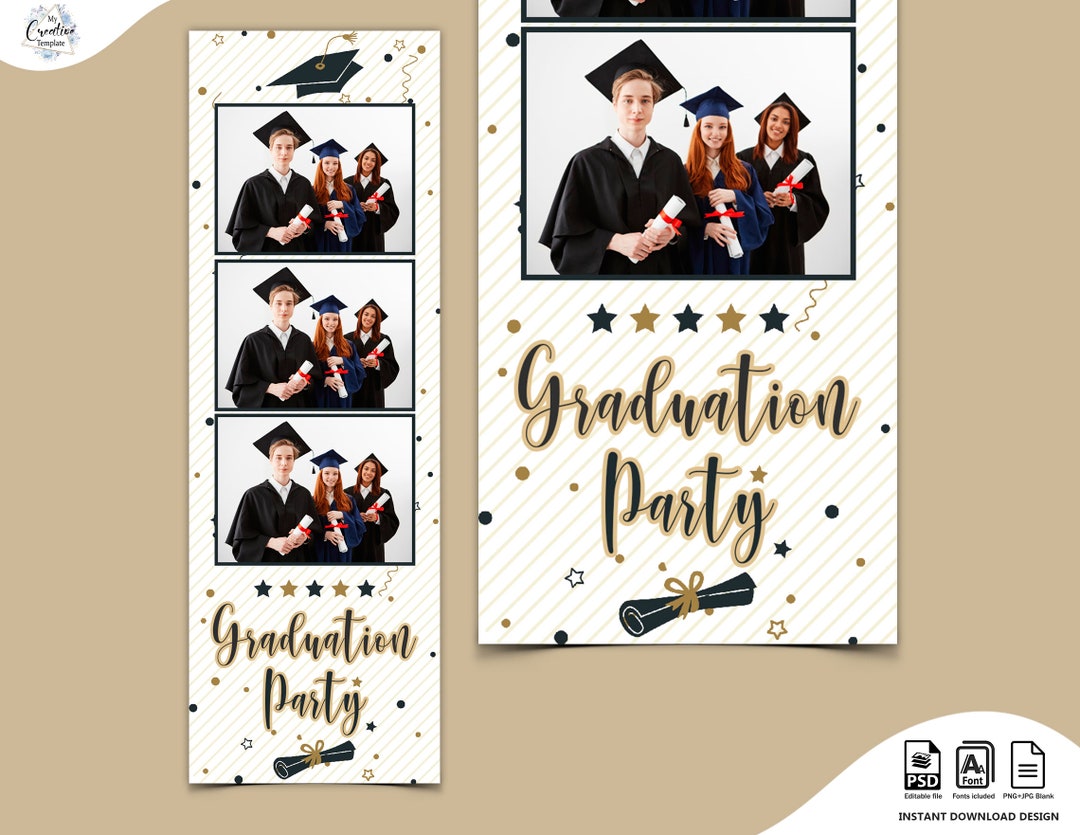 Photo Booth Template Graduation, Photobooth Template, Grad Party Photo ...