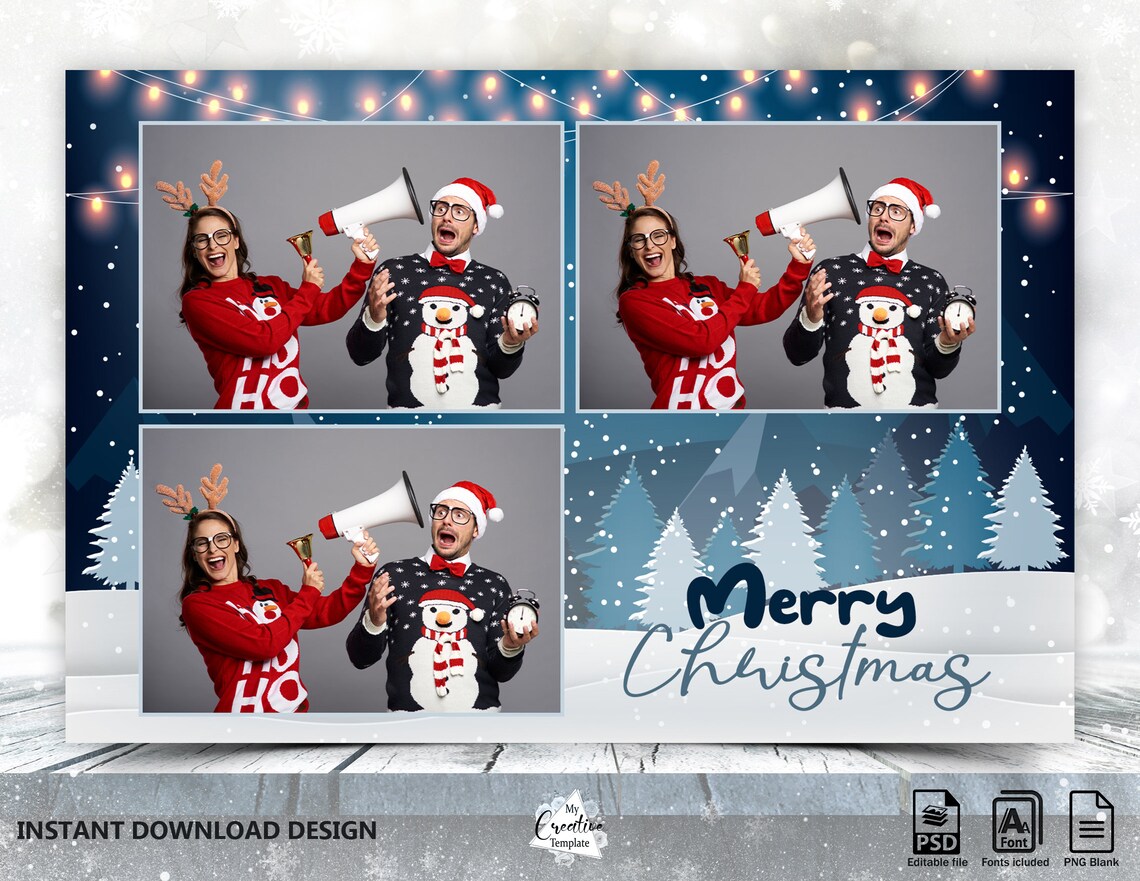 Winter Photo Booth Template Snowy Photo Booth Template Photo - Etsy