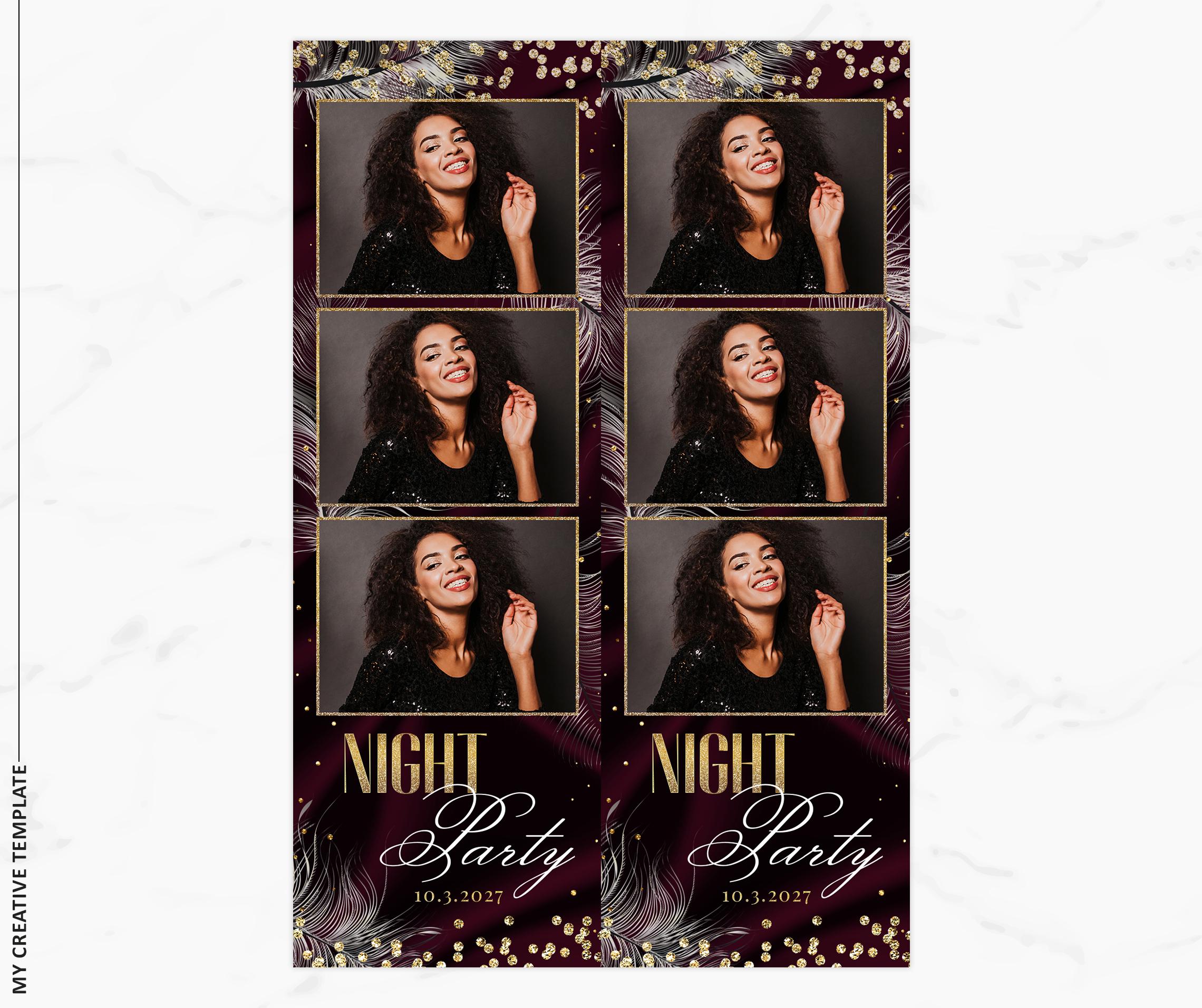 Photobooth Template | 2x6 Strip | Night Party Photo Booth Overlay ...