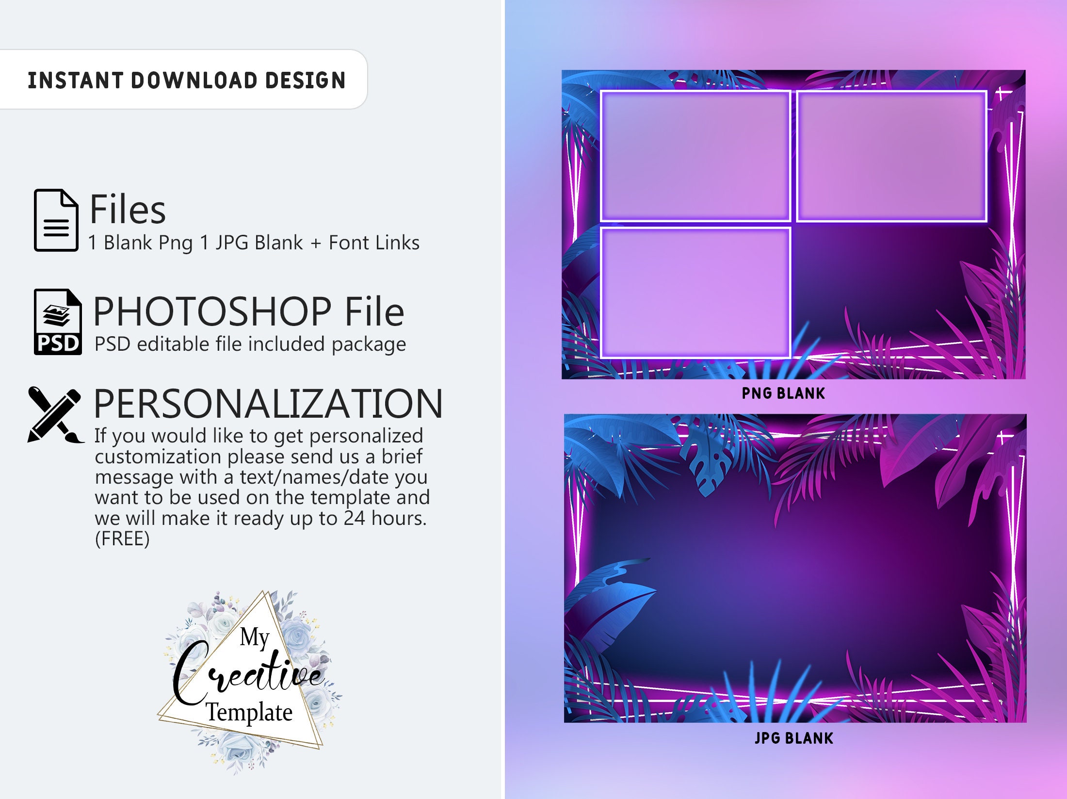 Photo Booth Template Neon Photo Booth Template Photo Booth | Etsy