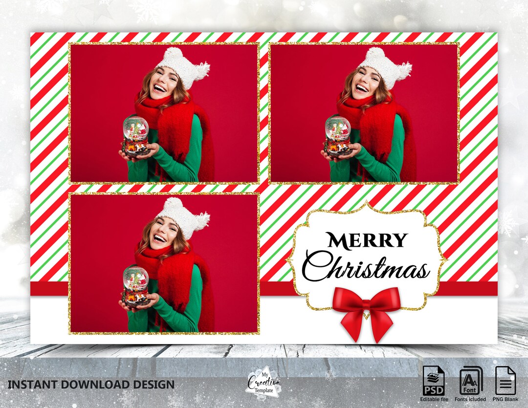 Winter Photo Booth Template Candy Cane Photo Booth Template - Etsy