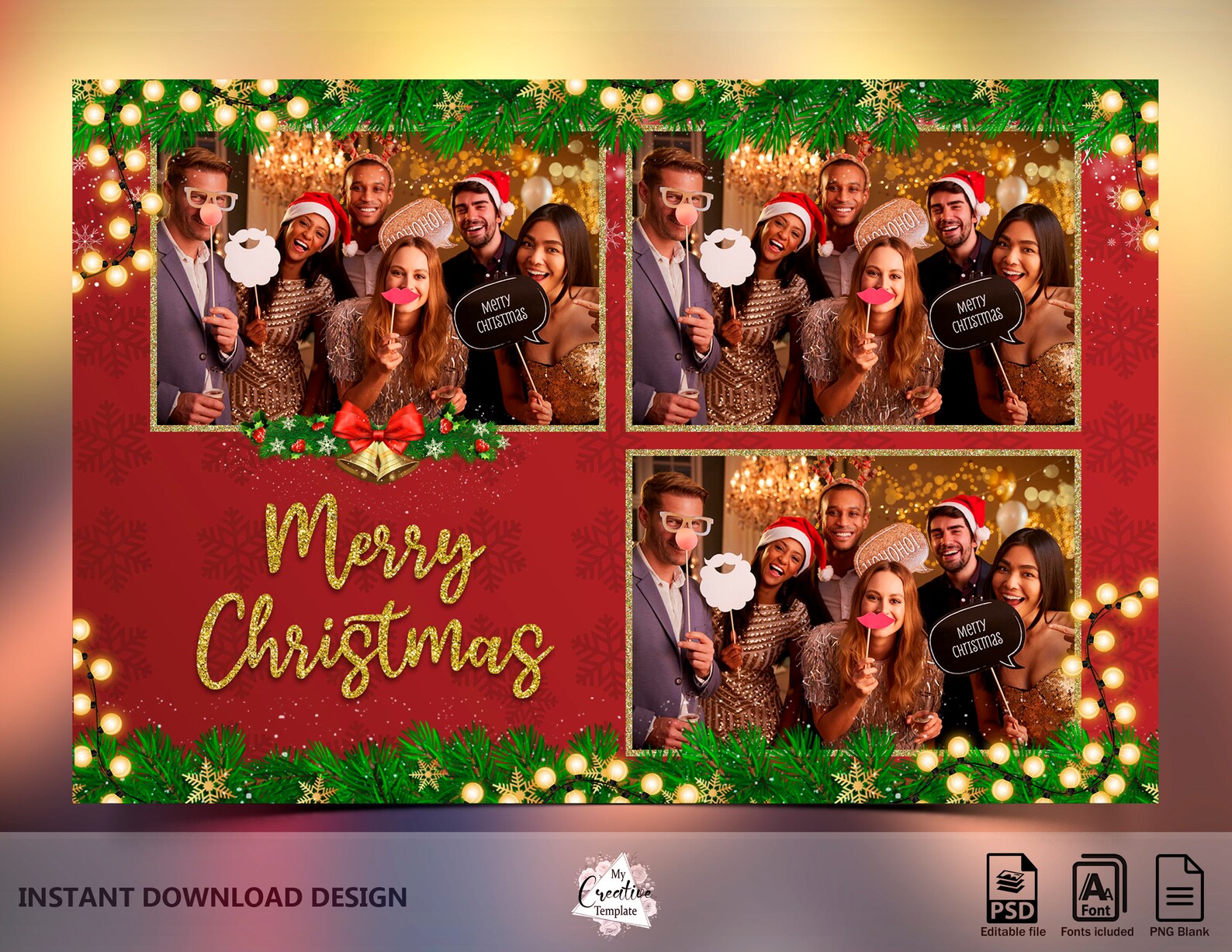 Christmas Photo Booth Template Holiday Photo Booth Template - Etsy
